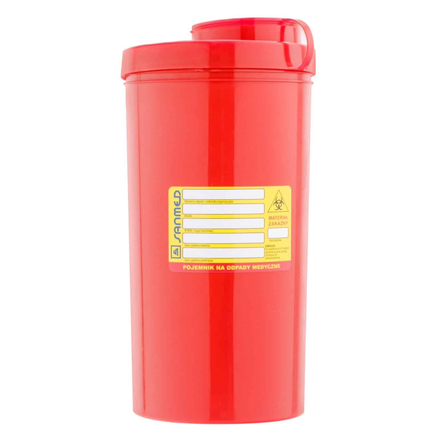 Contentor vermelho para resíduos médicos - 2 litro - Biucosmetics